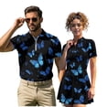Apllkyhs Blue Butterfly Matching Couple Golf Shirts Quarter Zip Men's ...