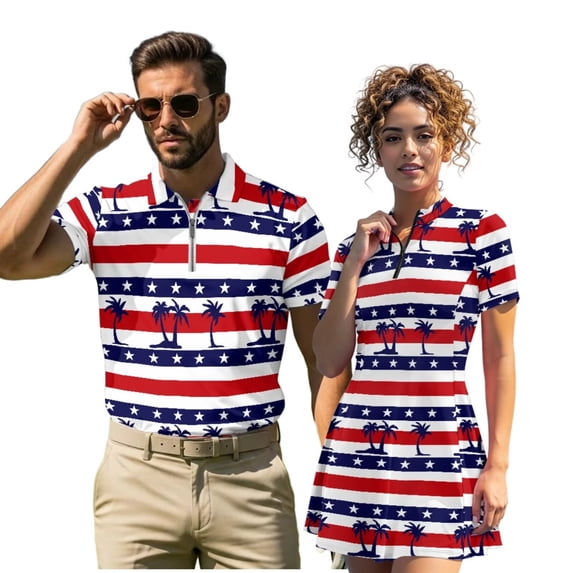 Apllkyhs Matching Golf Shirts for Couple Machine Washable Patriotic ...