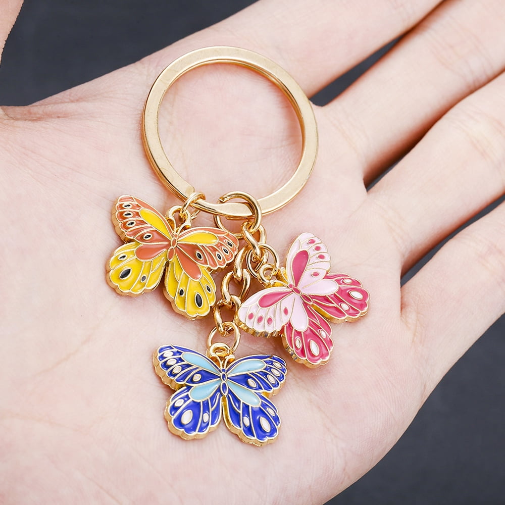 Aplter Butterfly Keychain Color Dripping Butterfly Pendant Keyring for ...