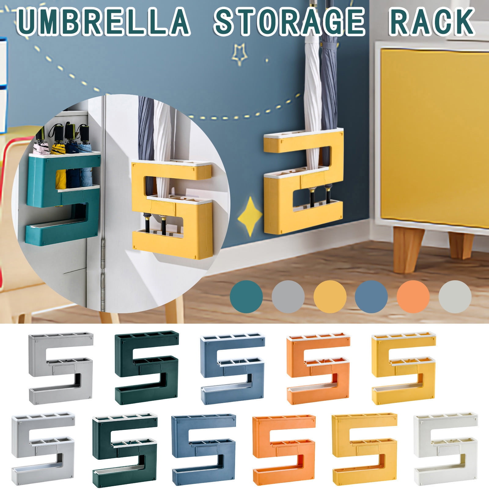 Apmemiss Clearance Umbrella Stand Wall Mounting Free Punch Parasol ...