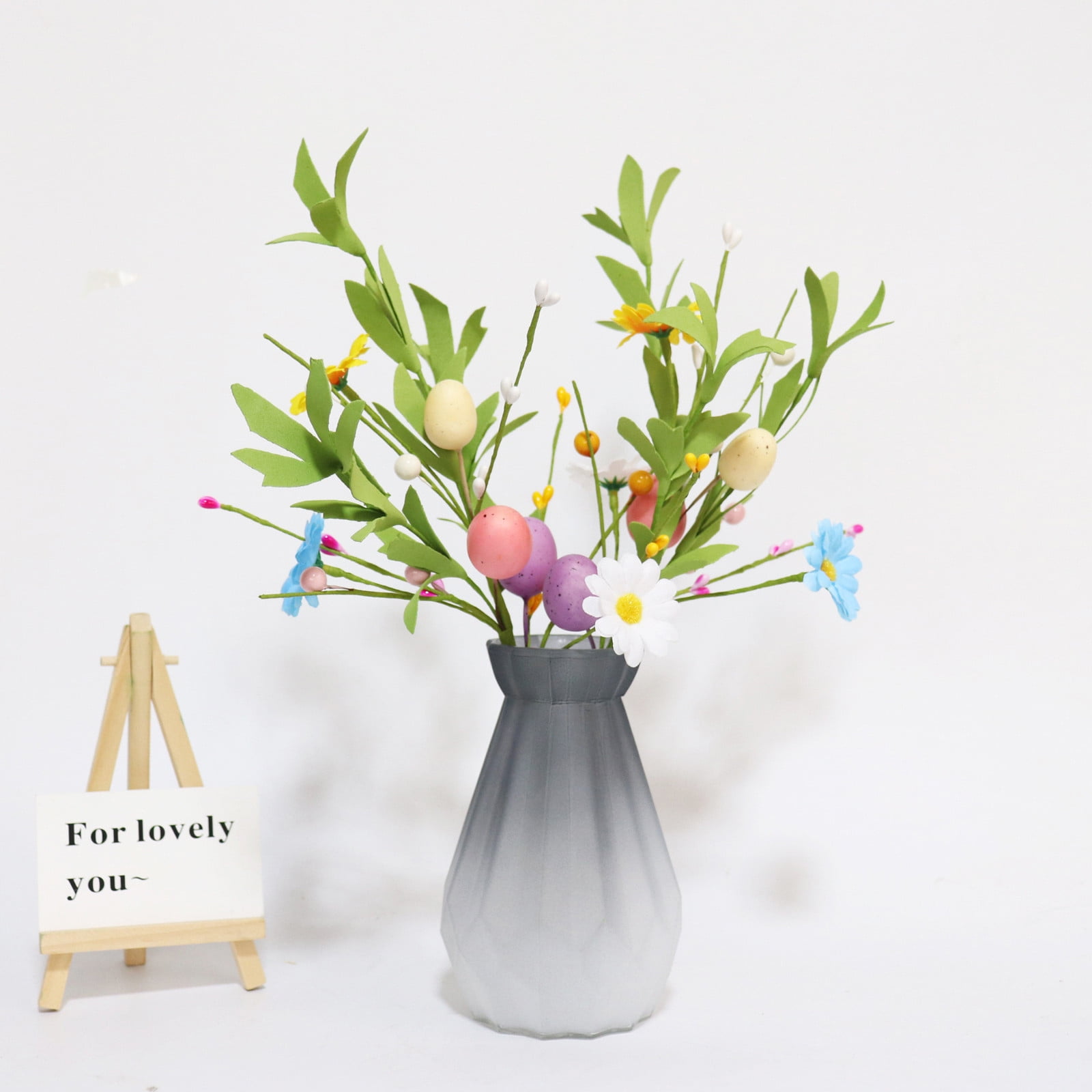 Apmemiss Clearance Artificial Easter Flower Easter Spray with Eggs and ...