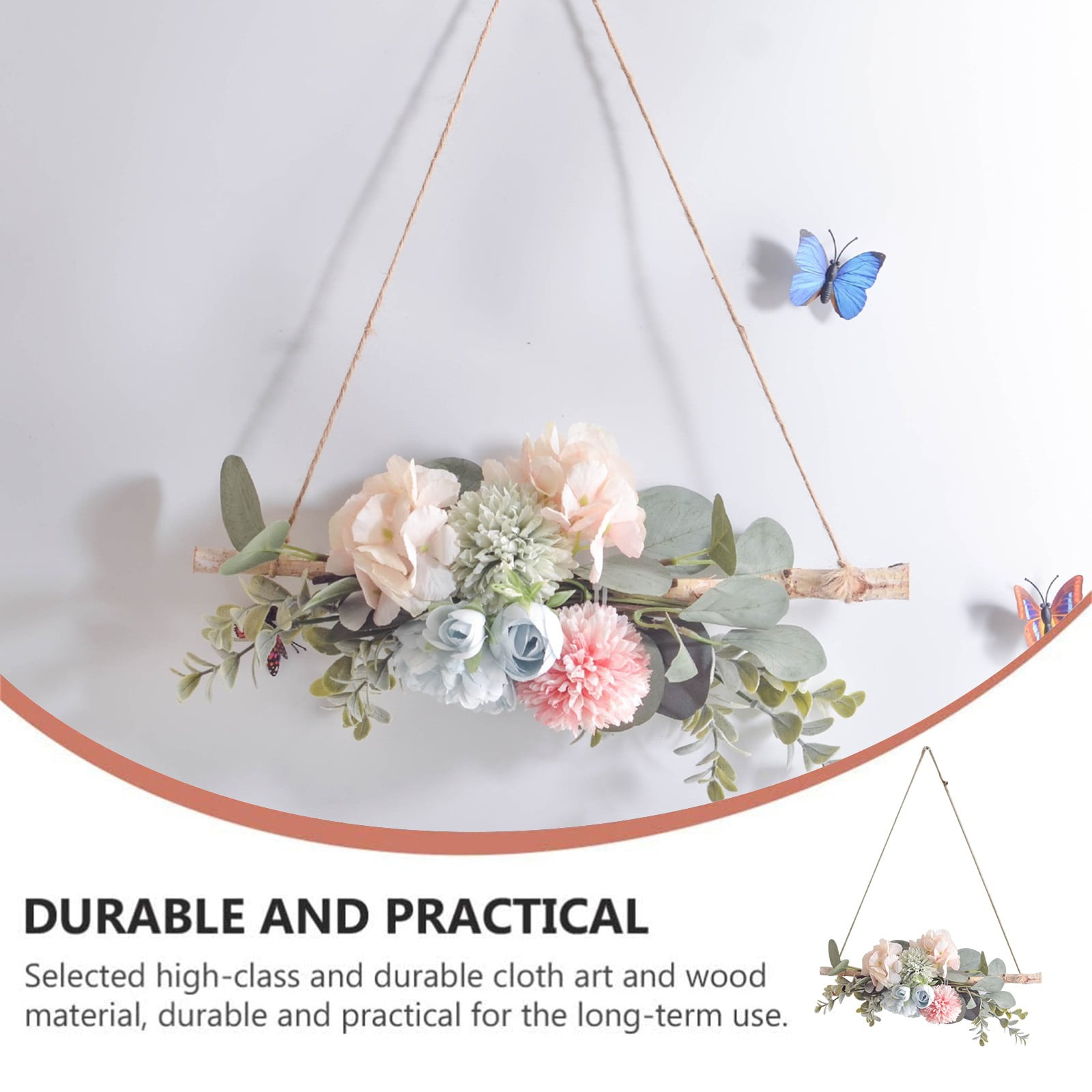 Apmemiss Clearance Artificial Spring Floral Wreath Boho Wall Decor ...