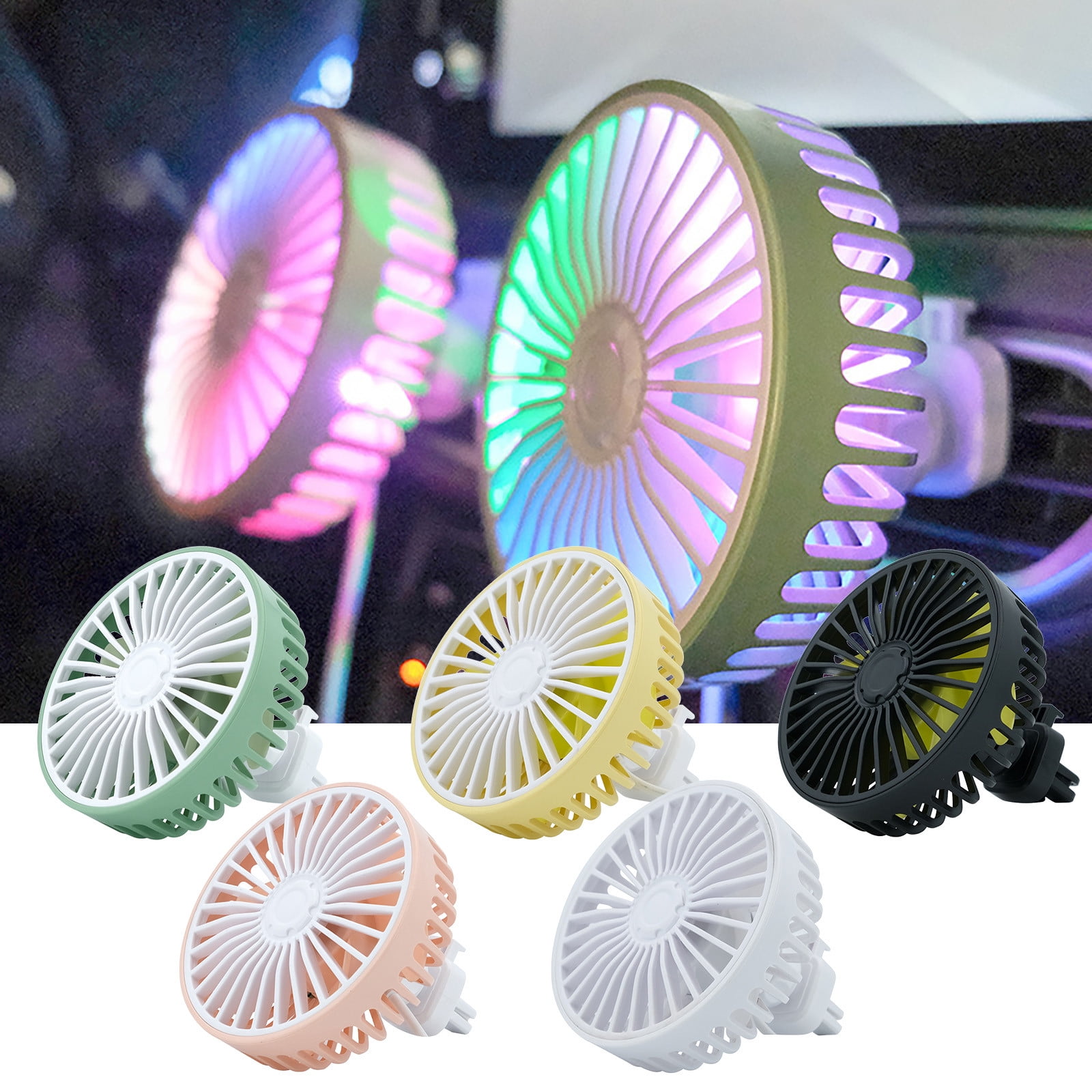 Apmemiss Clearance Car Multifunction Fan with RGB Atmosphere Light ...