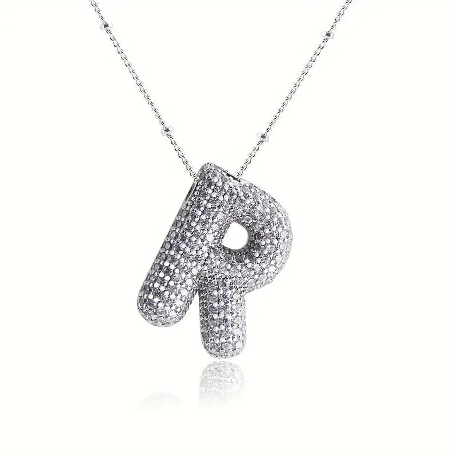Apmemiss Clearance Cubic Zirconia Bubble Initial Letter Necklace for ...