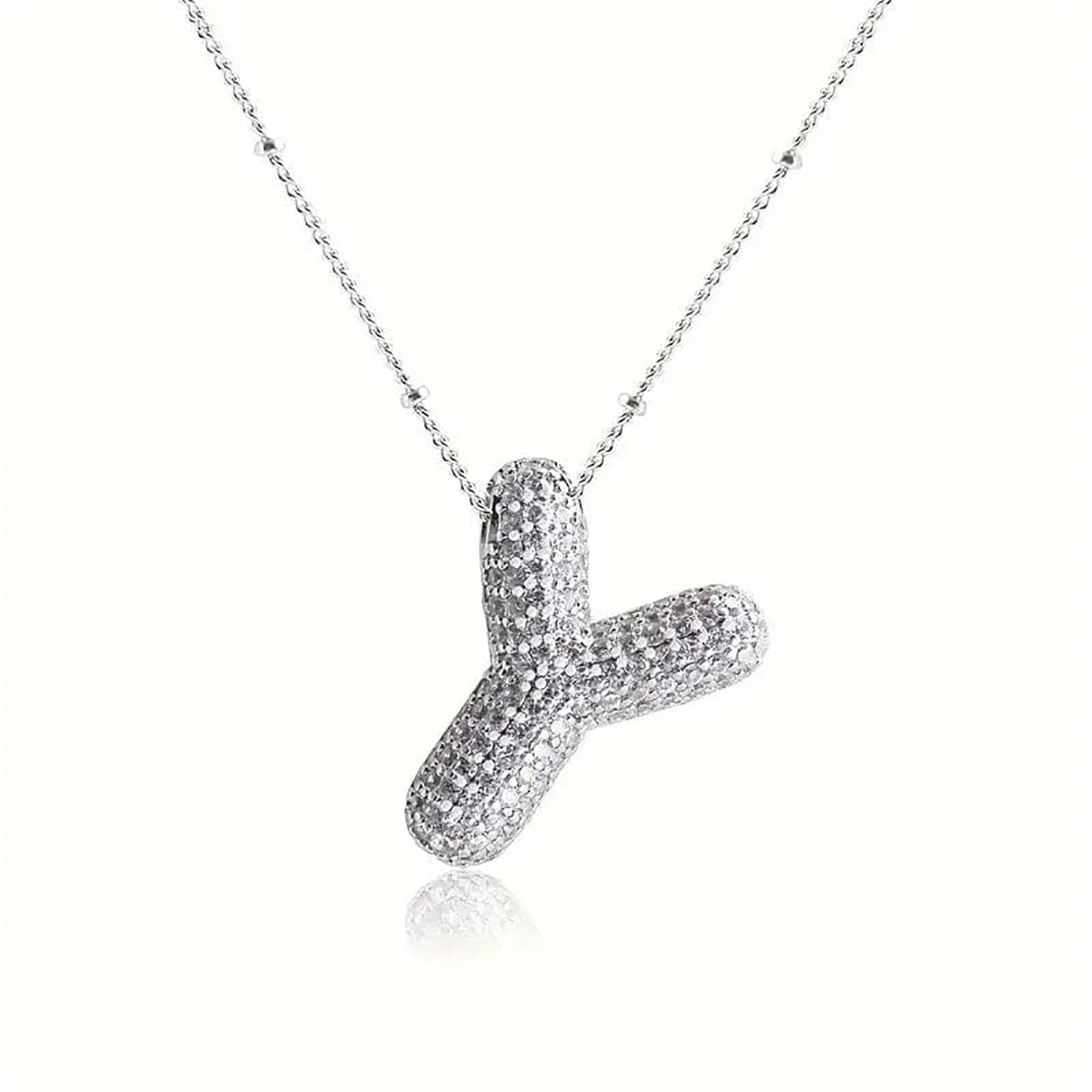 Apmemiss Clearance Cubic Zirconia Bubble Initial Letter Necklace for ...