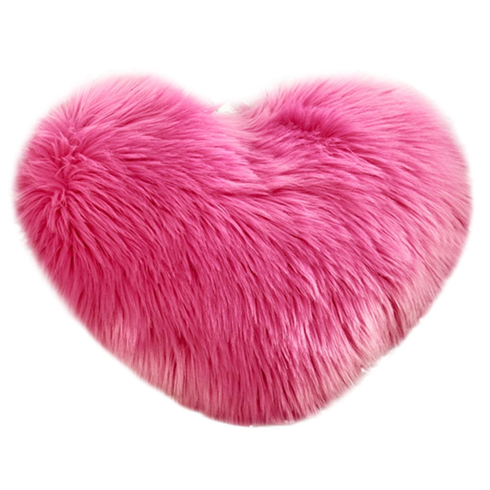 Apmemiss Clearance Cute Heart Plush Pillow Fluffy Heart Shape Cushion ...