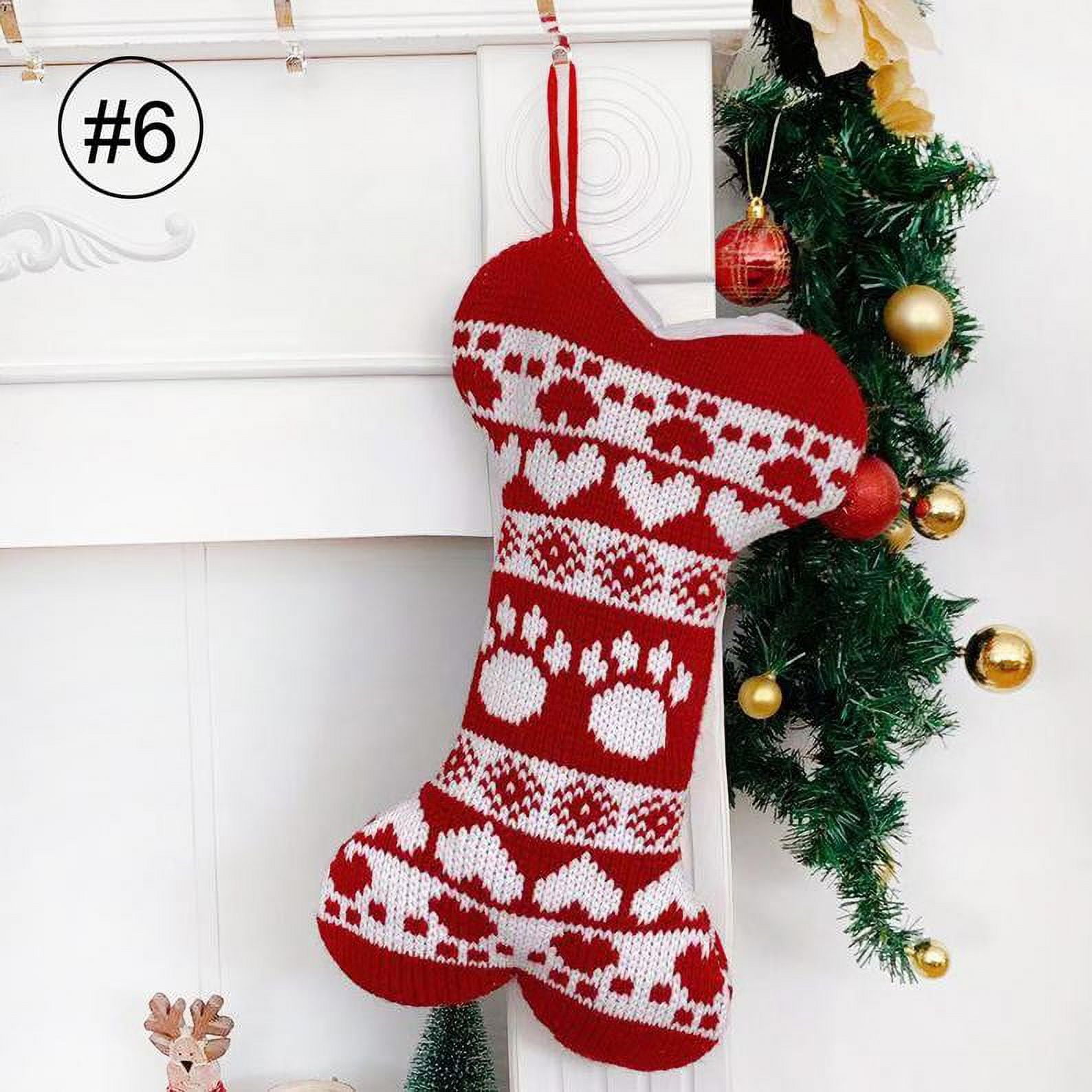 Apmemiss Clearance Dog Christmas Stocking, Knit Christmas Stocking for ...