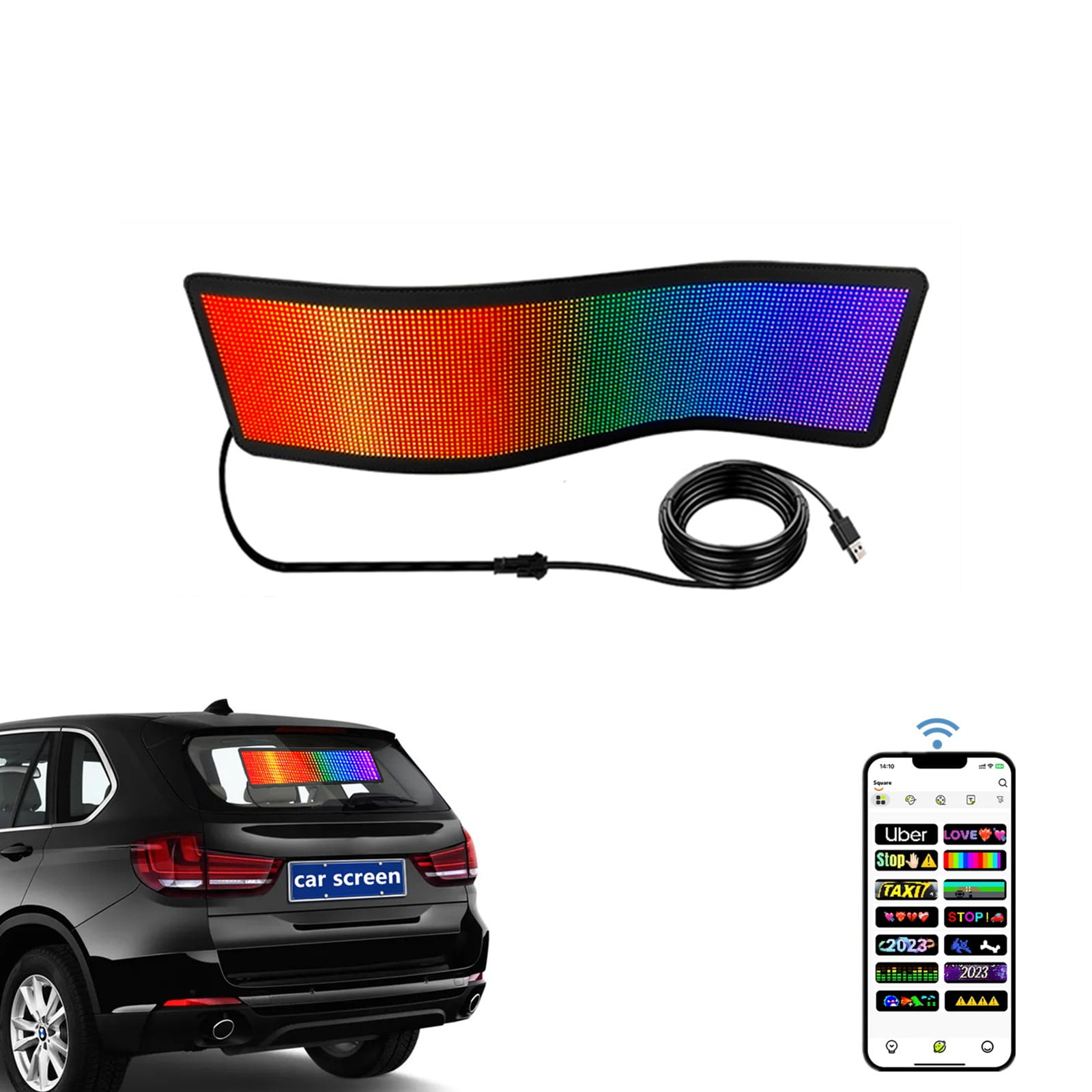 Apmemiss Clearance LED Car Sign,26.4''x4.8''Flexible LED Matrix Panel ...
