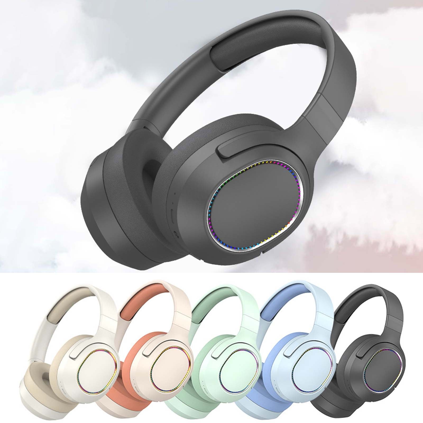 Apmemiss Clearance Over-Ear Bluetooth Headphones LED Lighting Foldable ...