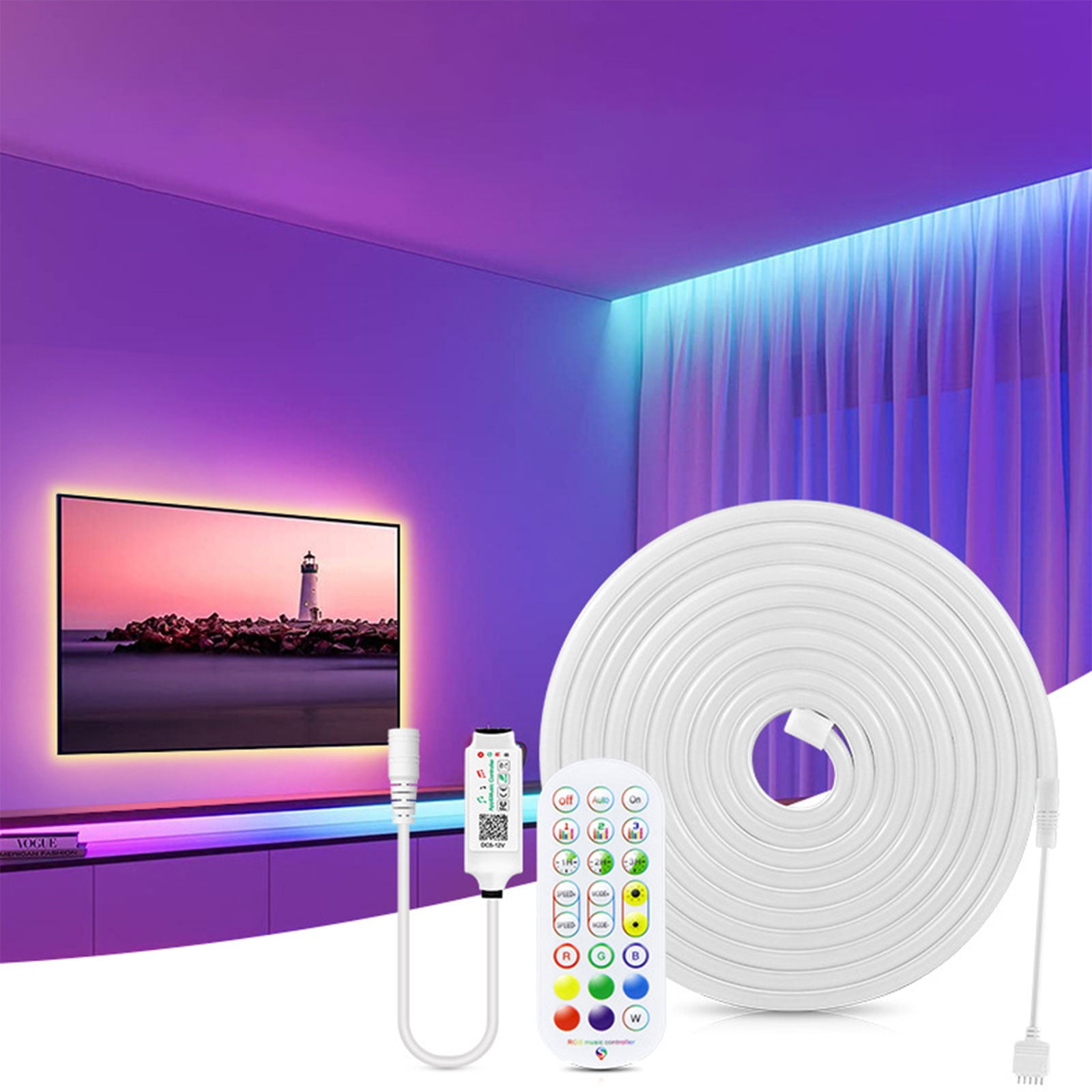 Apmemiss Clearance Smart Neon LED Strip Lights RGB Flexible with Music ...