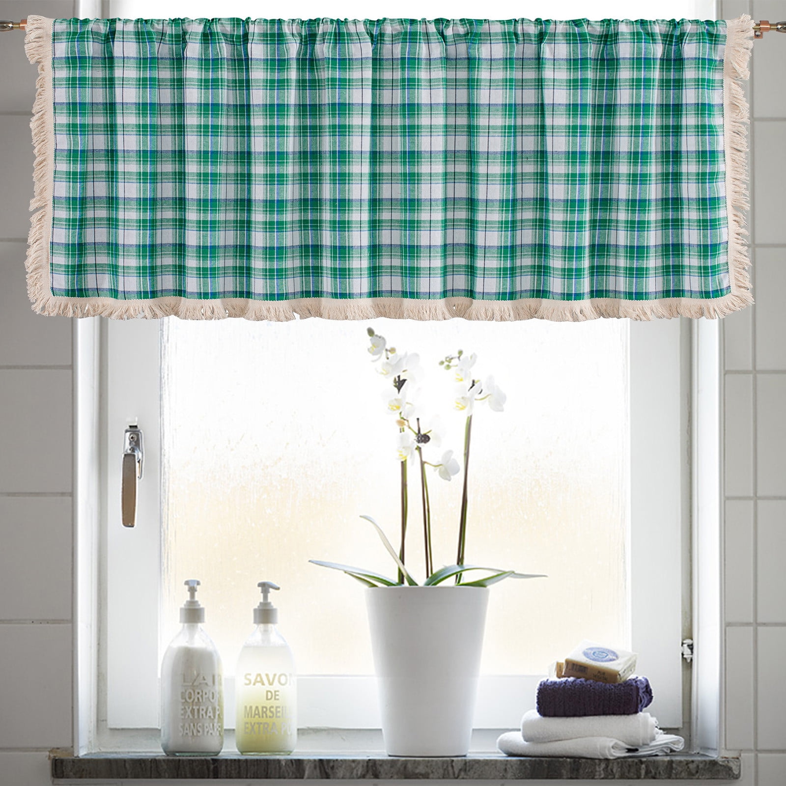 Apmemiss Clearance Valance Curtains Blackout Kitchen Valance Solid Rod ...