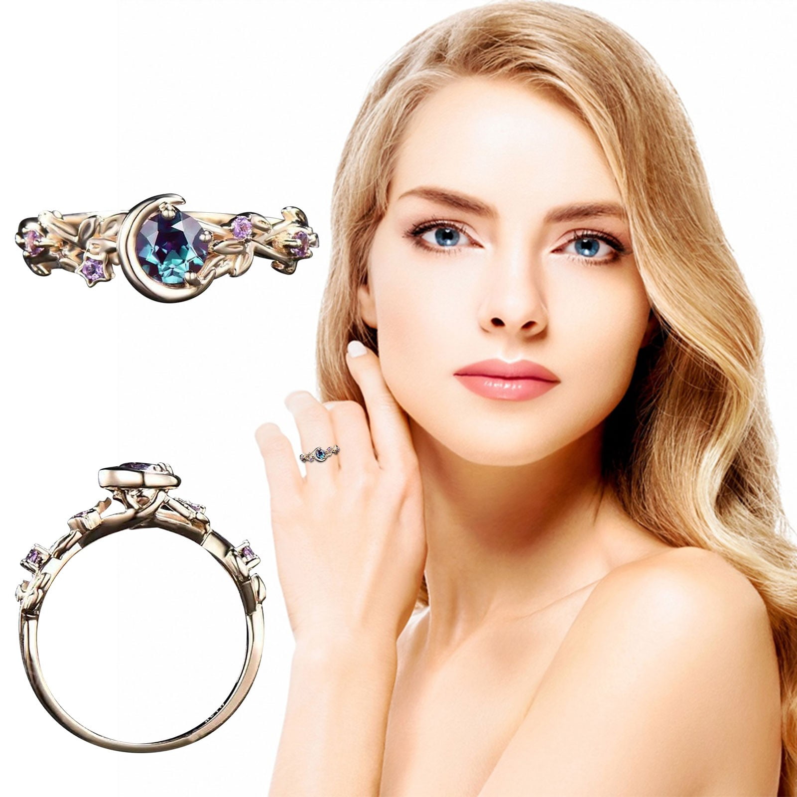 Apmemiss Clearance Vintage Amethyst Ring for Women Wrap Around Star Amethyst Ring Promise Ring ...