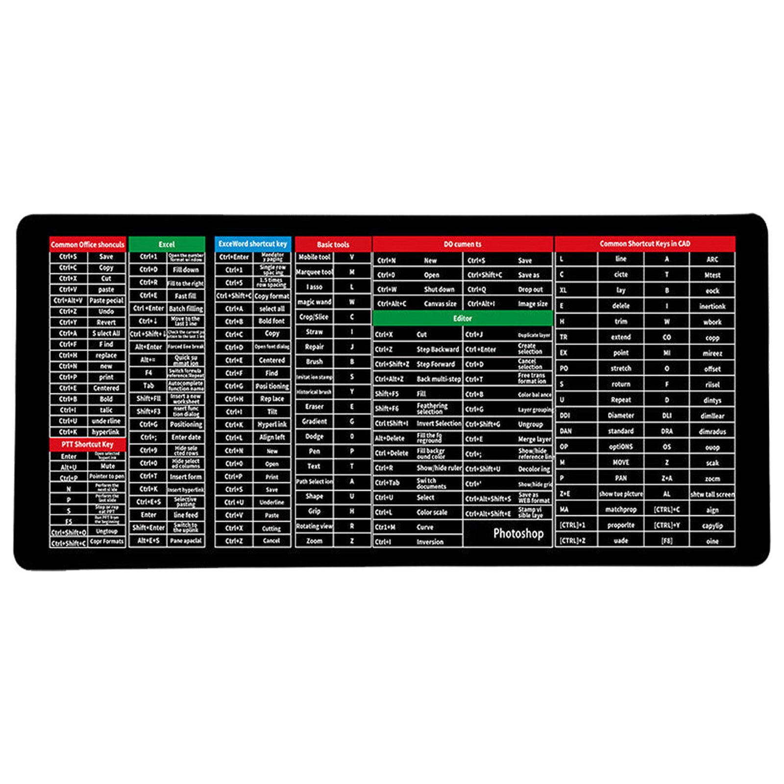 Apmemiss Clearance office Supply Gaming Mouse Pad English Shortcut Key ...