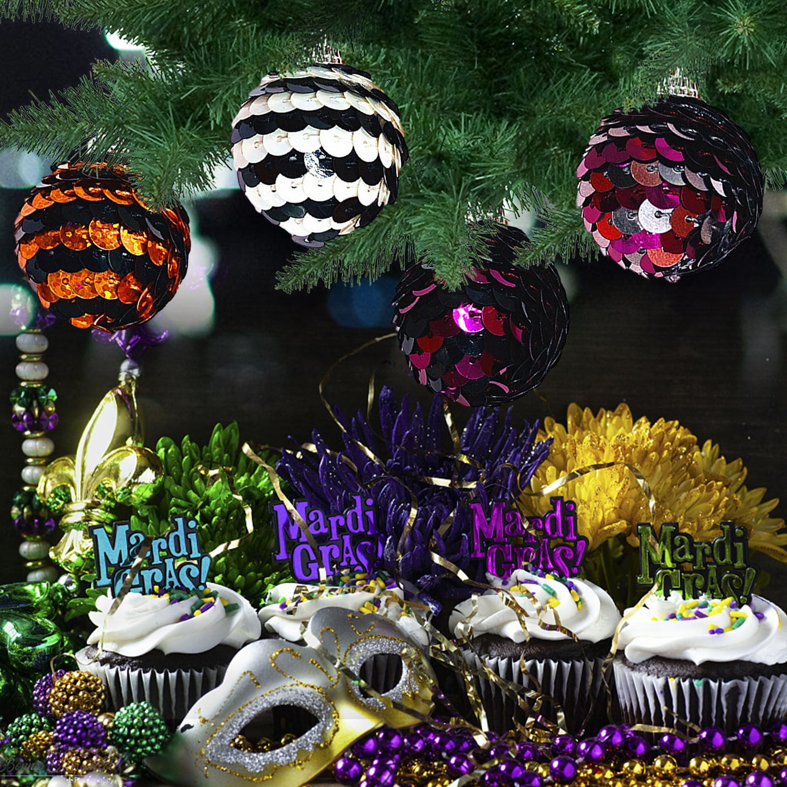 Apmemiss Clearance 16Pcs Mardi Gras Ball Ornaments for Tree Mardi Gras ...