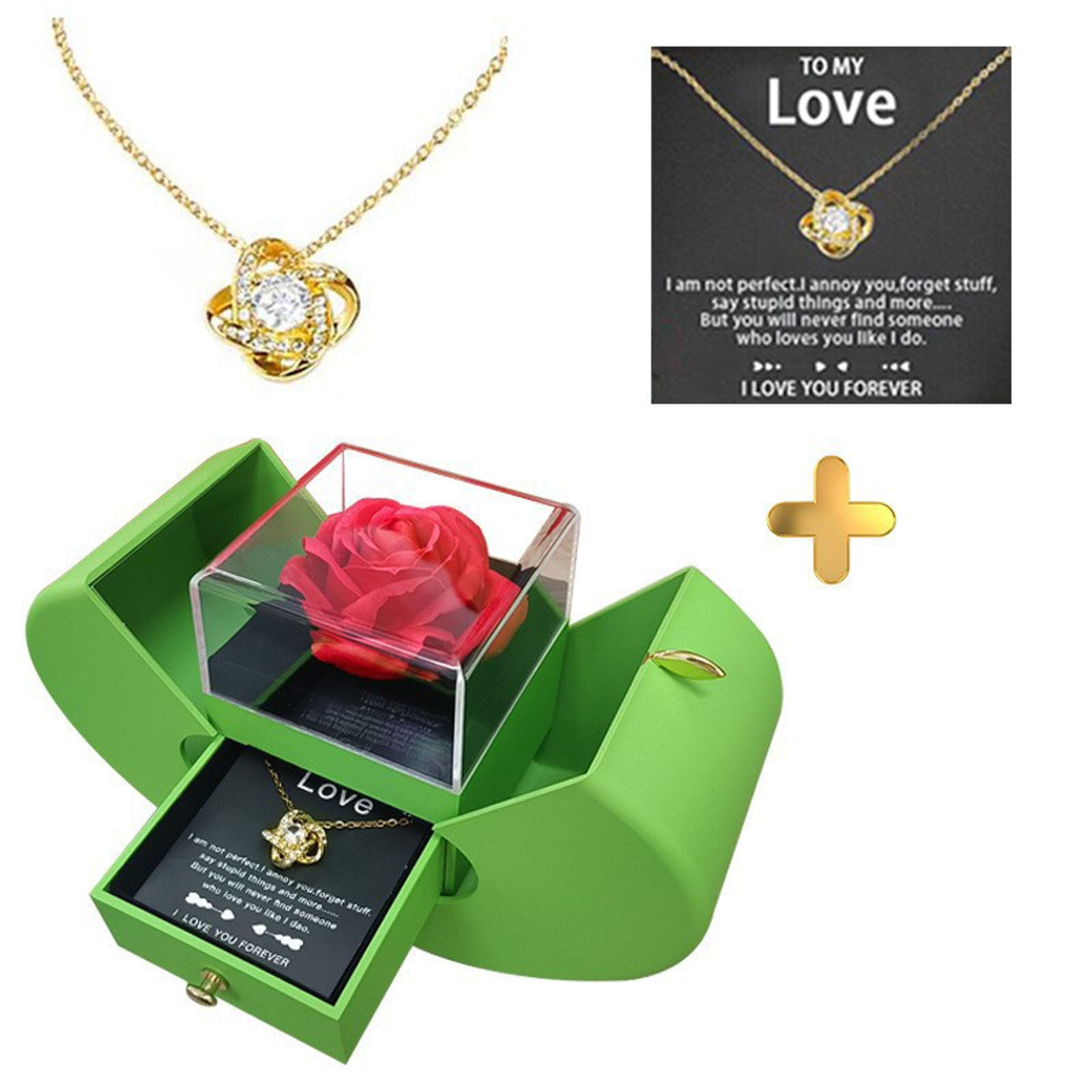 Apmemiss Roses Gift Preserved Real Rose with Jewelery Box, Artificial ...