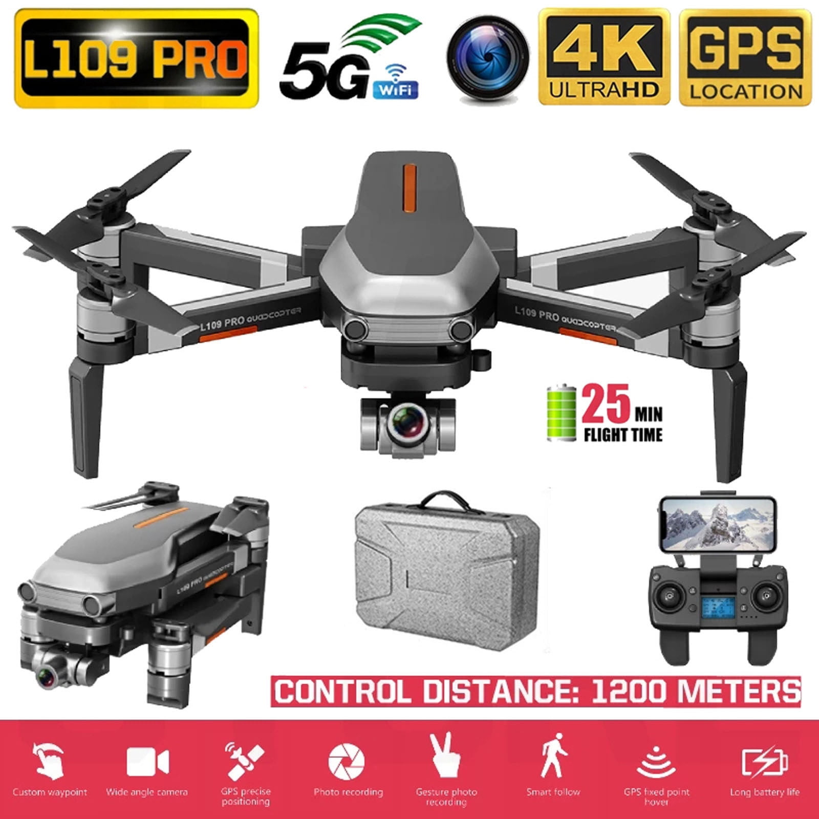 Apmemiss Saving Clearance L109PRO GPS Drone 4K Quadcopter 5G WiFi FPV HD ESC Camera Brushless Helicopter Christmas Clearance Sale Walmart