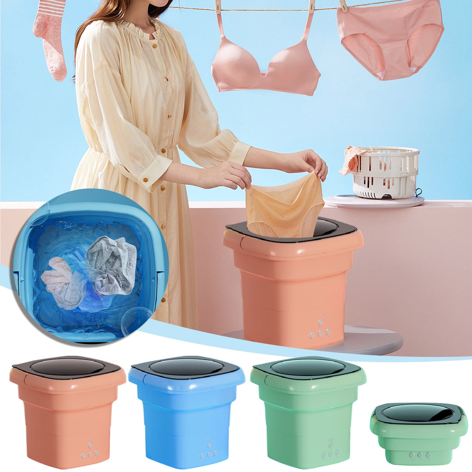 Apmemiss Saving Clearance Mini Washing Machine Foldable Bucket Type ...