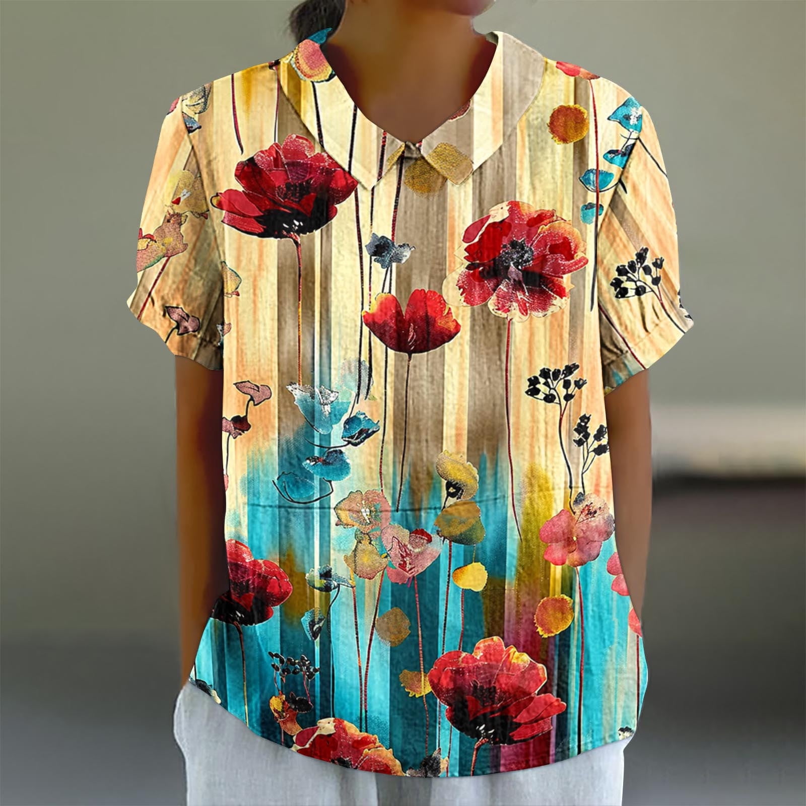 Apmemiss Womens Tops Dressy Casual Clearance Clothes Women's Casual ...