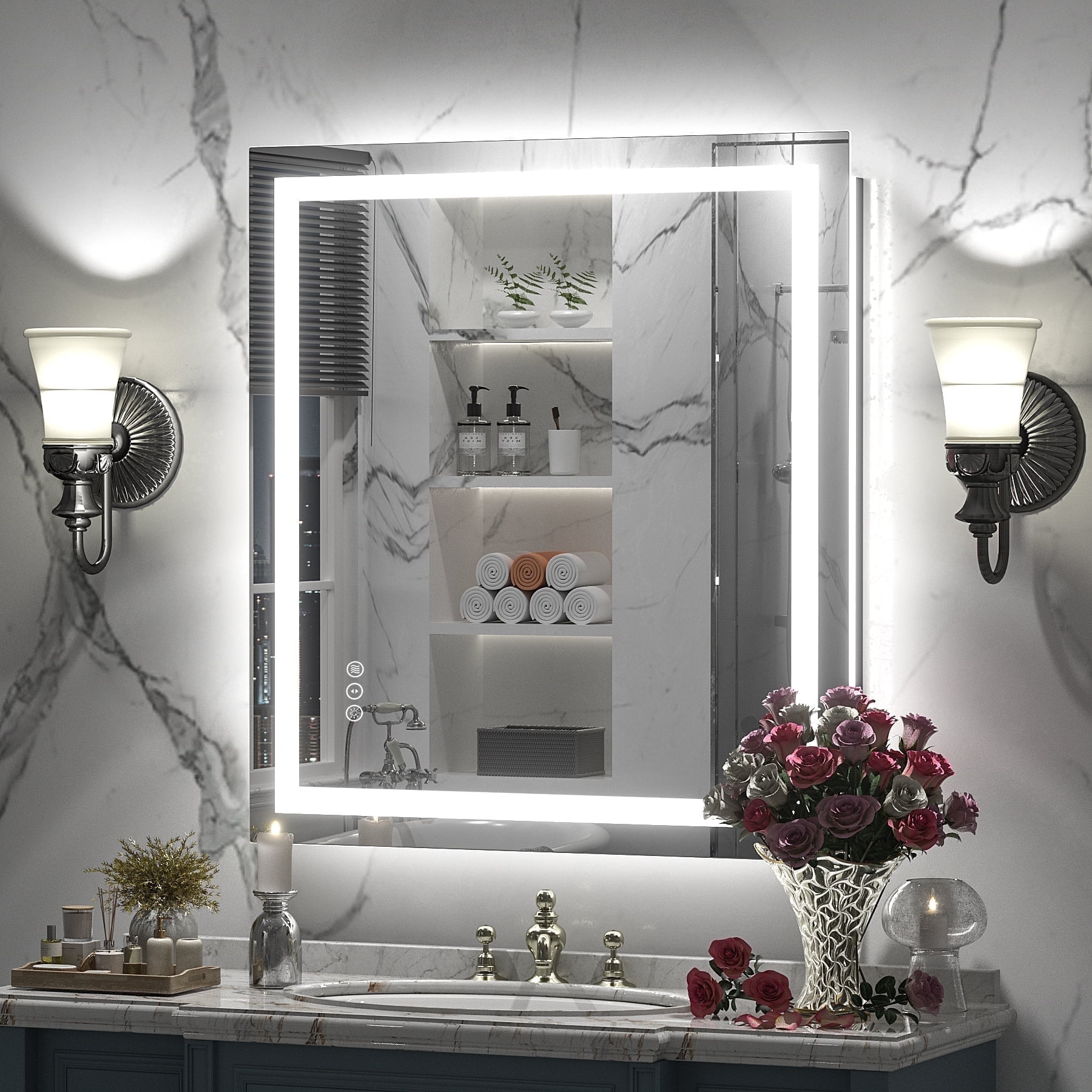 Apmir 32x28" Smart Anti-Fog Bathroom Mirror - 5000K Dimmable LED ...