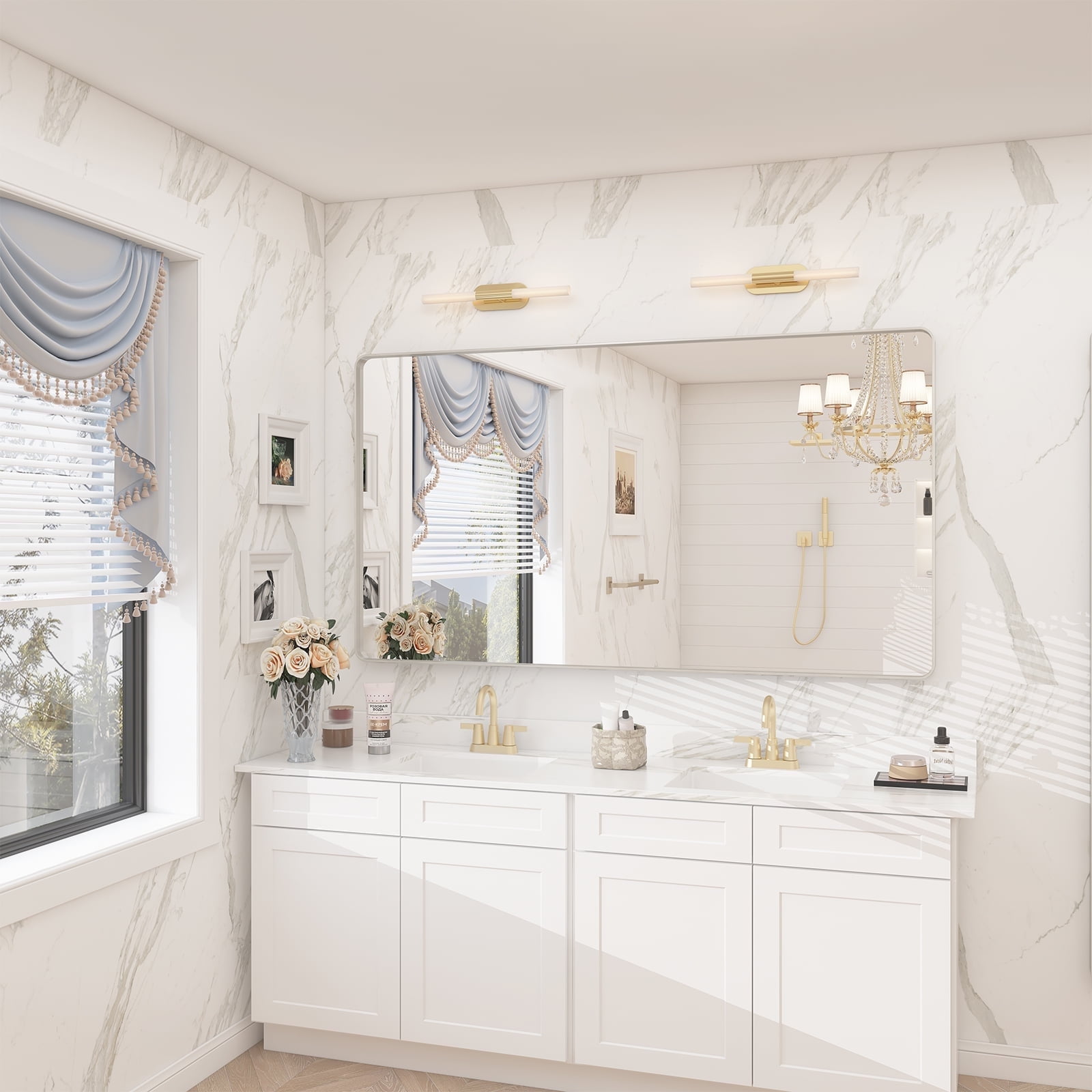 Apmir 55x30 inch Rectangular Wall Mirror Silver Mirrors for Bathroom Vanity Mirror Tempered ...