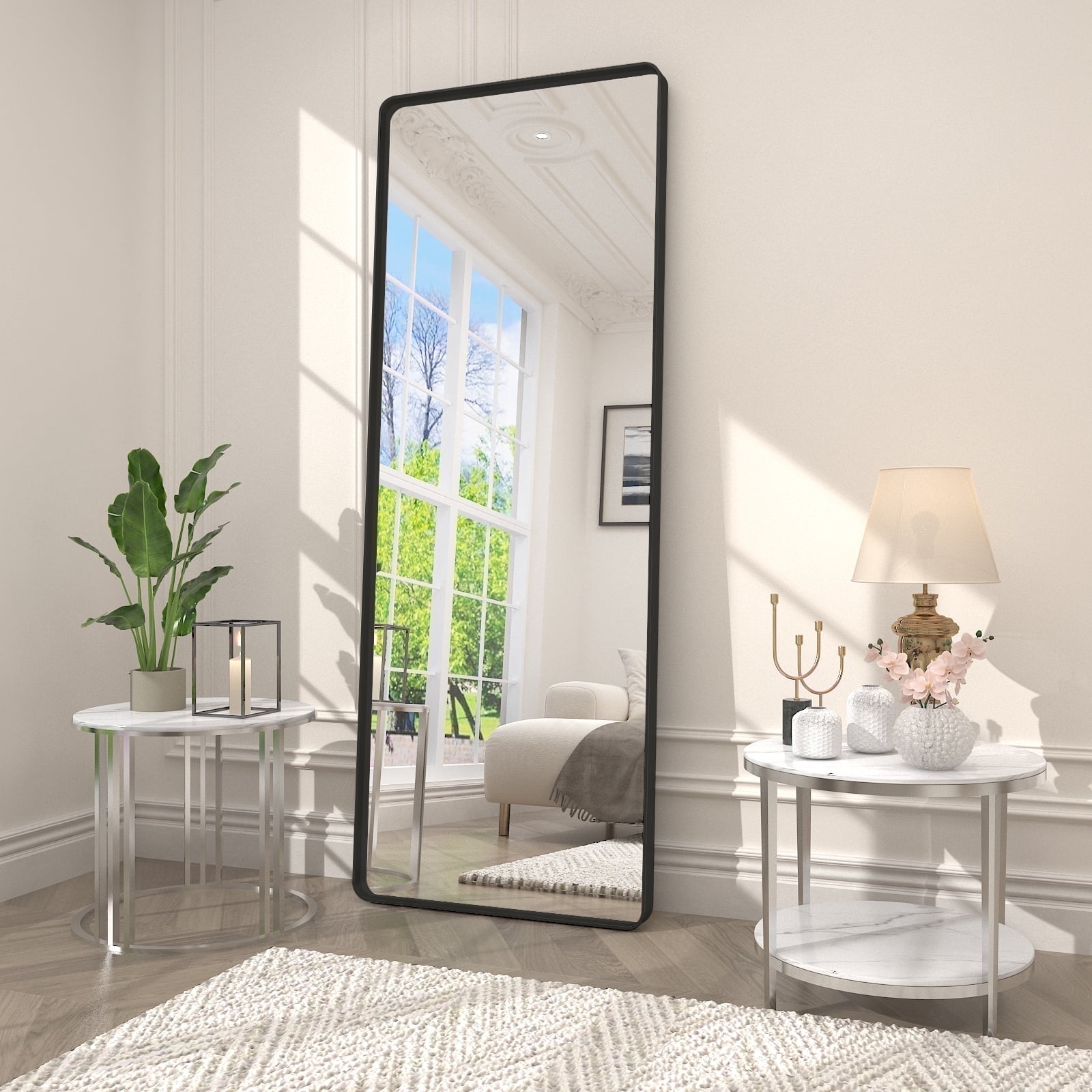 Apmir 65x22 inch Rectangular Wall Mirror Black Mirrors for Bathroom ...