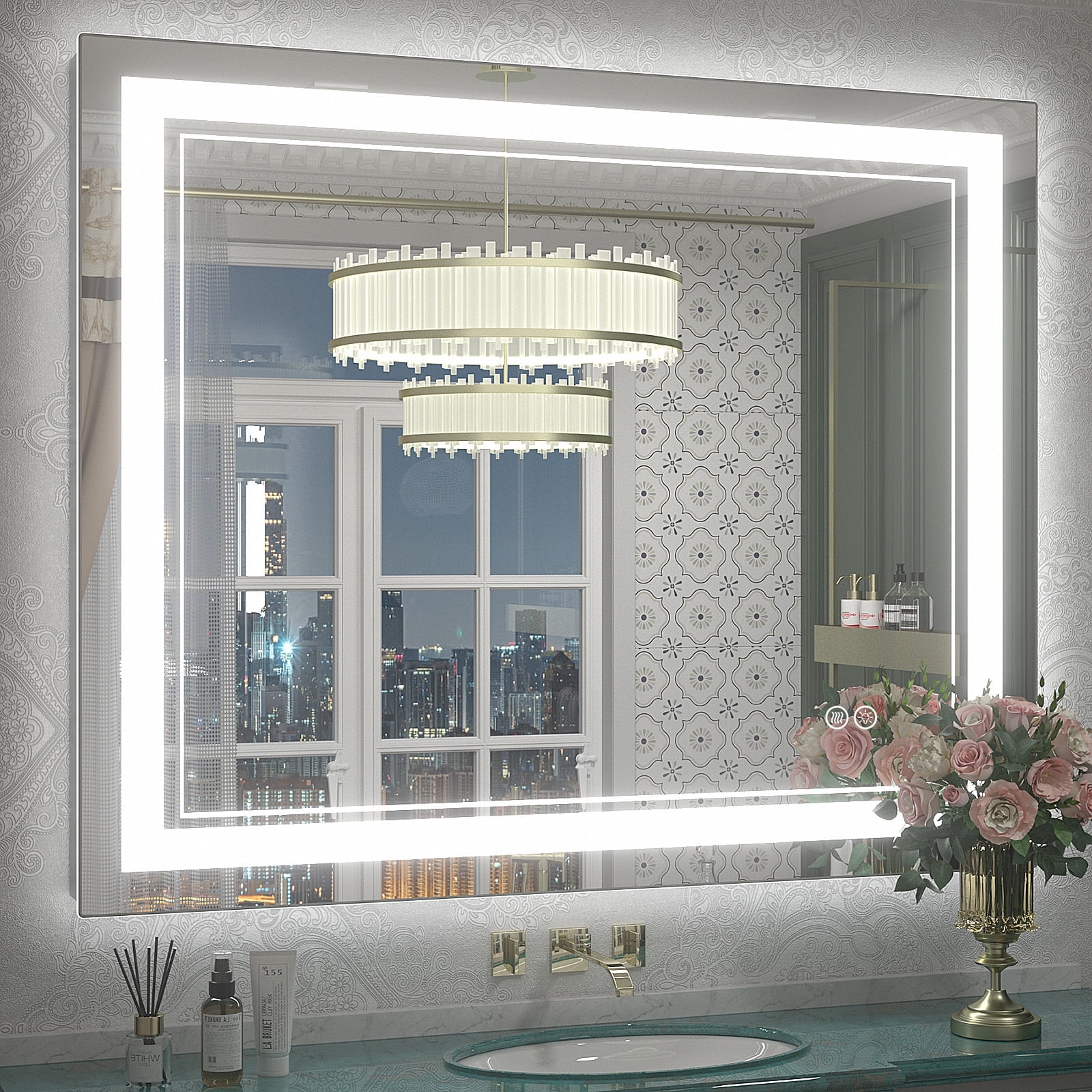 Frameless Frontlit LED Anti-fog Bathroom Vanity Mirror 40x36 inch ...