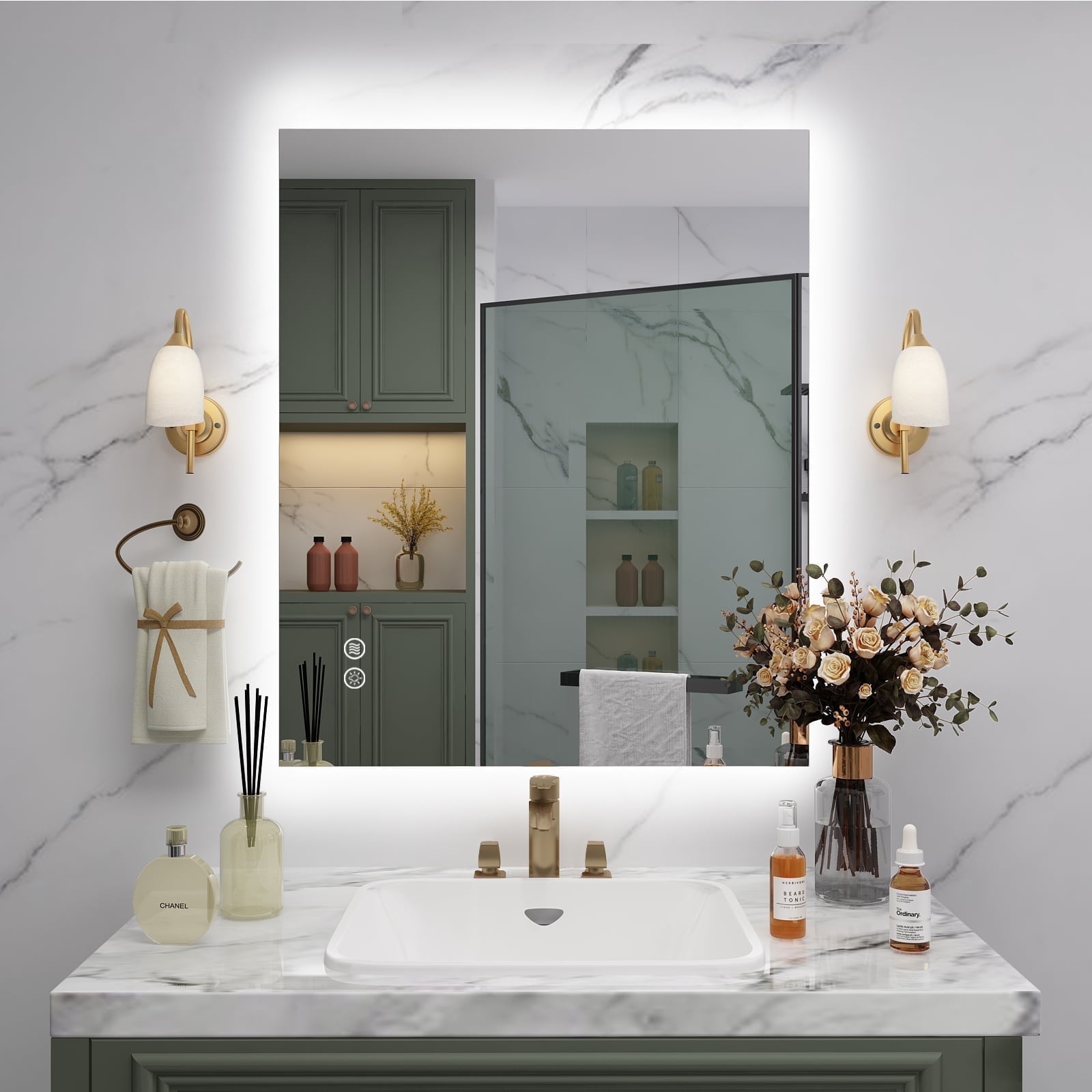 Apmir LED Bathroom Mirror Rectangular Frameless Super Bright Backlited ...
