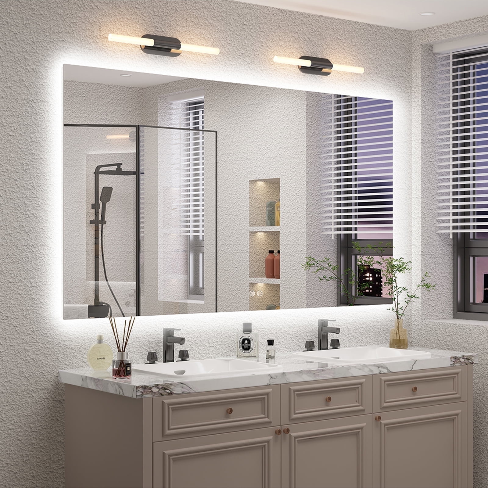Apmir LED Bathroom Mirror Rectangular Frameless Super Bright Backlited ...