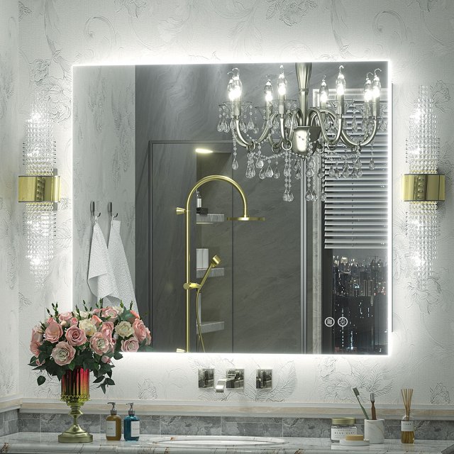 Apmir LED Lighted Anti-Fog Frameless Backlit Bathroom Vanity Mirror in ...