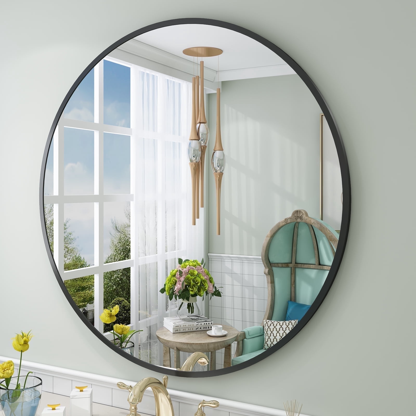 Apmir Round Aluminum Alloy Framed French Cleat Mounted Wall Decor ...