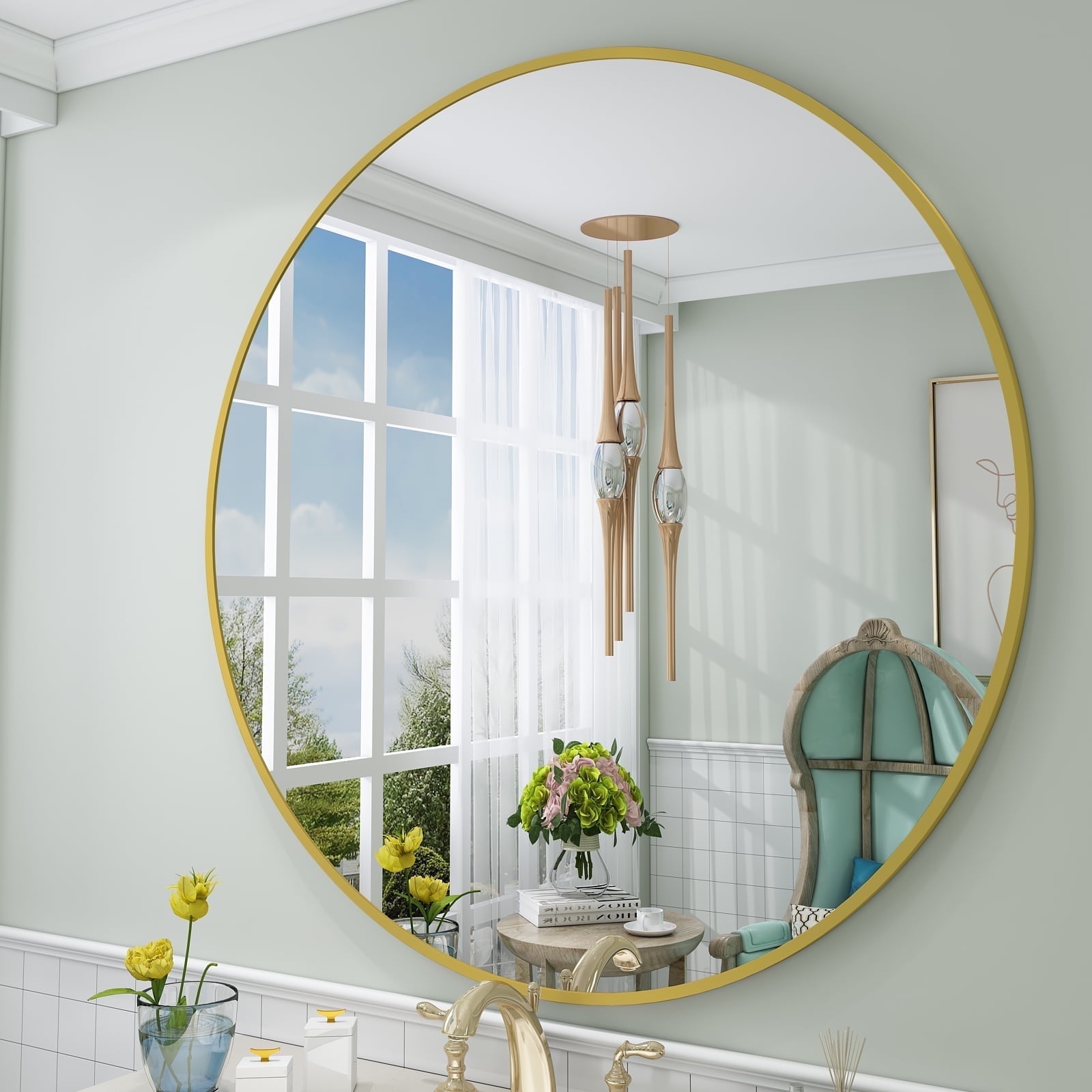 Apmir Round Aluminum Alloy Framed French Cleat Mounted Wall Decor ...