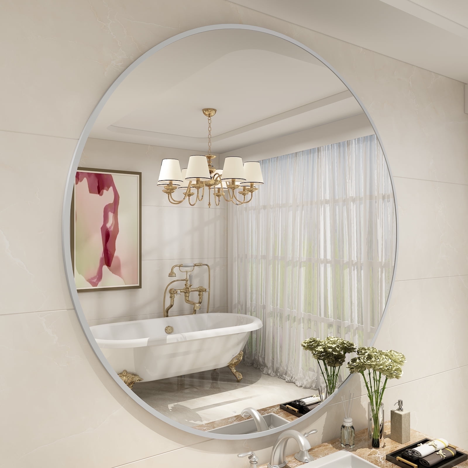 Apmir Round Aluminum Alloy Framed French Cleat Mounted Wall Decor ...