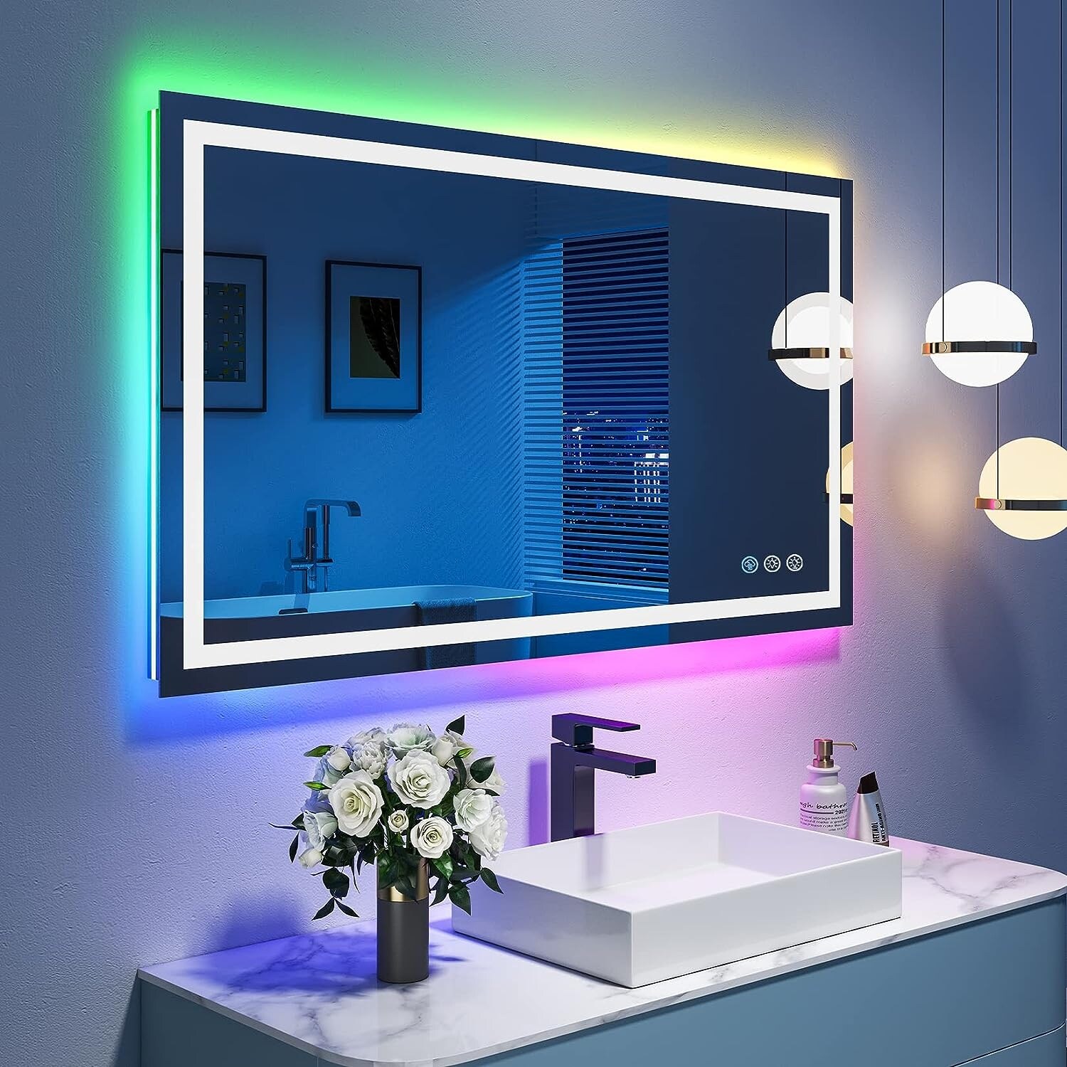 Apmir Super Bright RGB Backlit & LED Frontlit Anti-Fog Bathroom Vanity ...