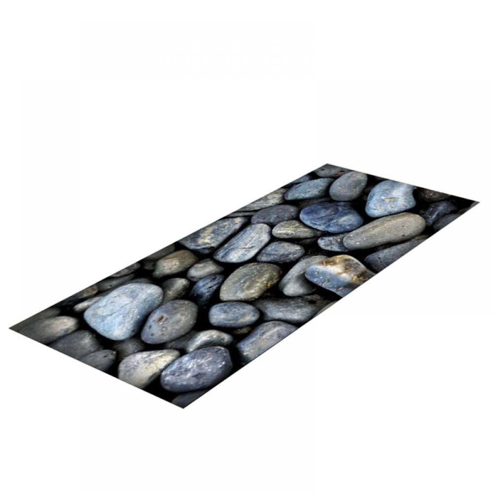 Apocaly Kitchen Rug , Cobblestone Sea Stones Gravel Rock Design，Non ...