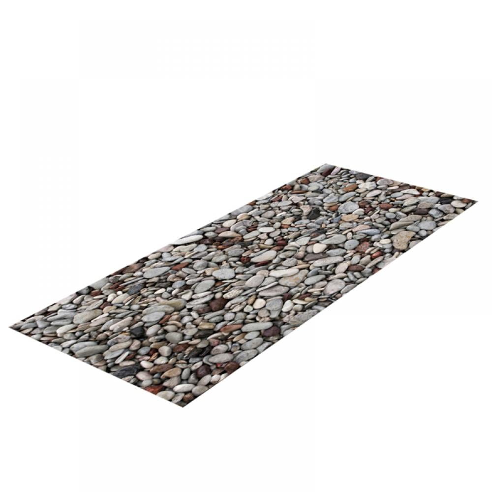 Apocaly Kitchen Rug , Cobblestone Sea Stones Gravel Rock Design，Non ...
