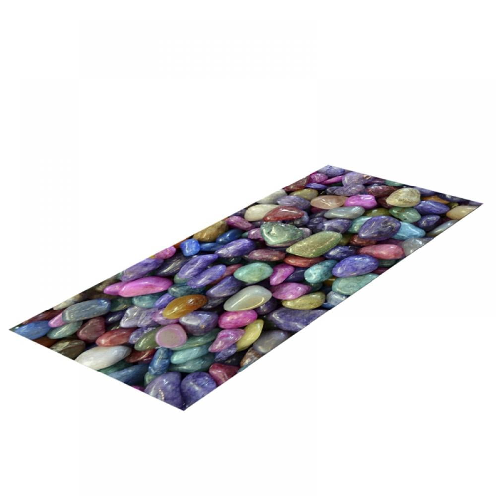 Apocaly Kitchen Rug , Cobblestone Sea Stones Gravel Rock Design，Non ...