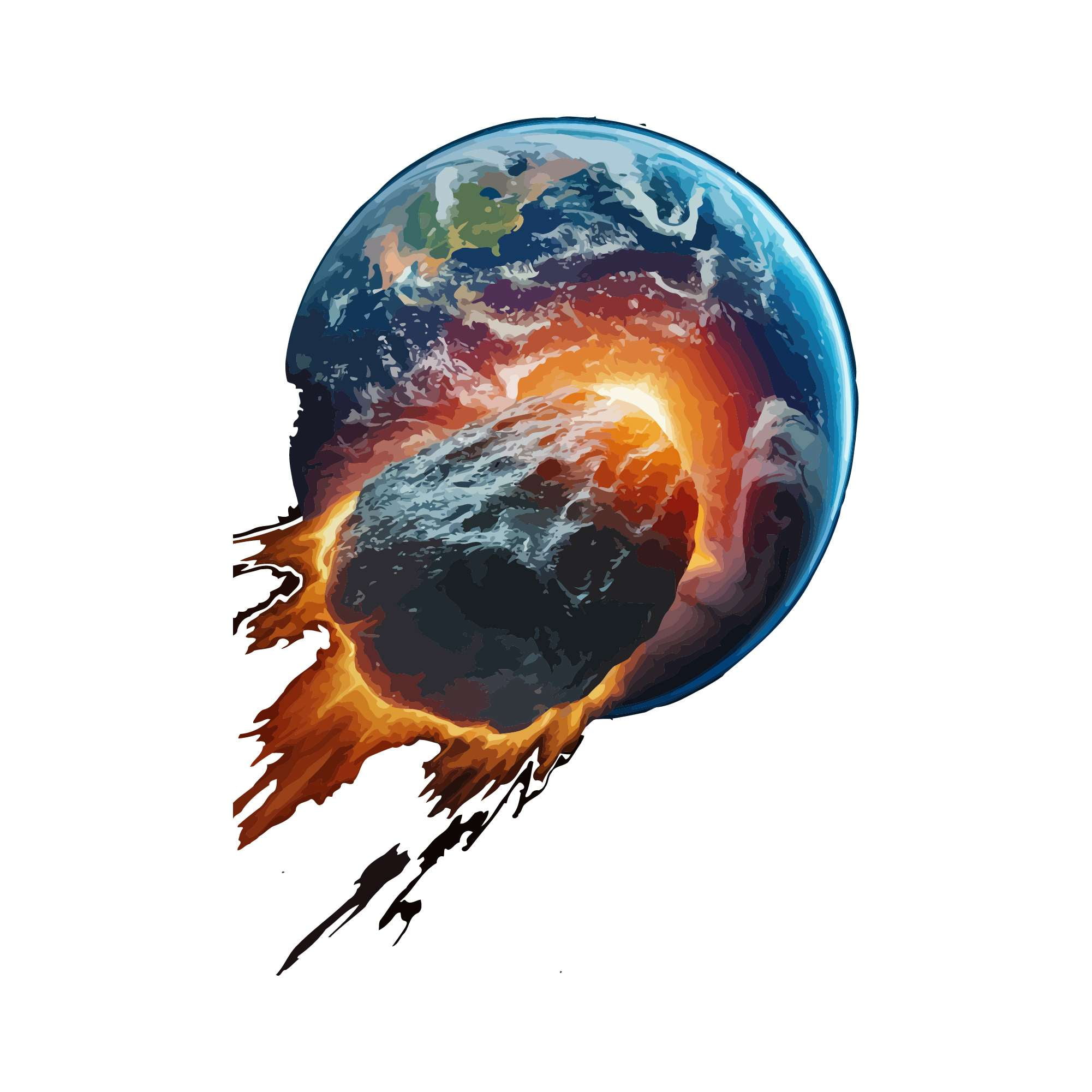 Apocalypse Earth globe impact meteor Space Wall Art Sticker Designs ...