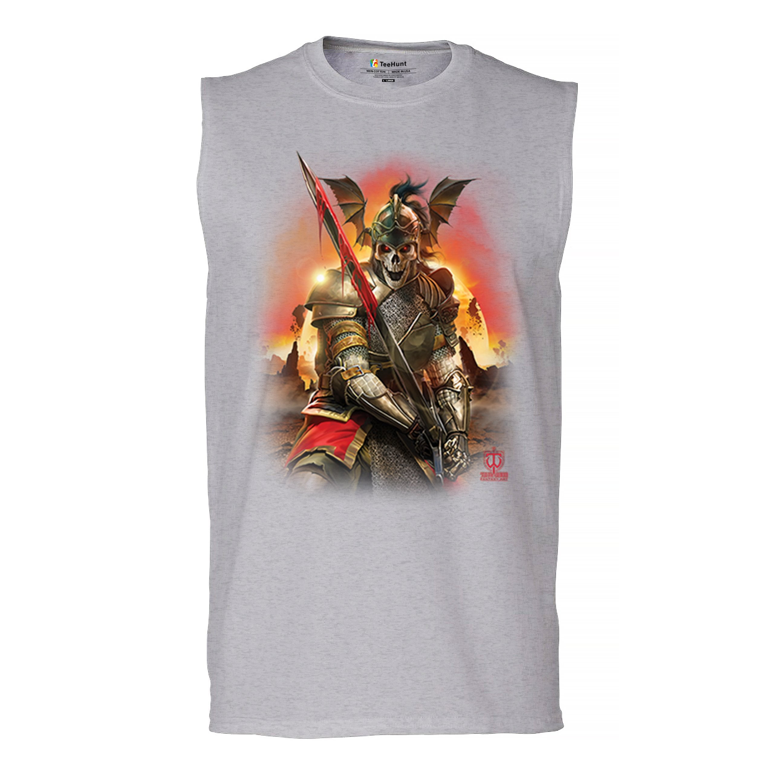 Apocalypse Reaper Muscle Shirt Fantasy Skeleton Knight with a Sword ...