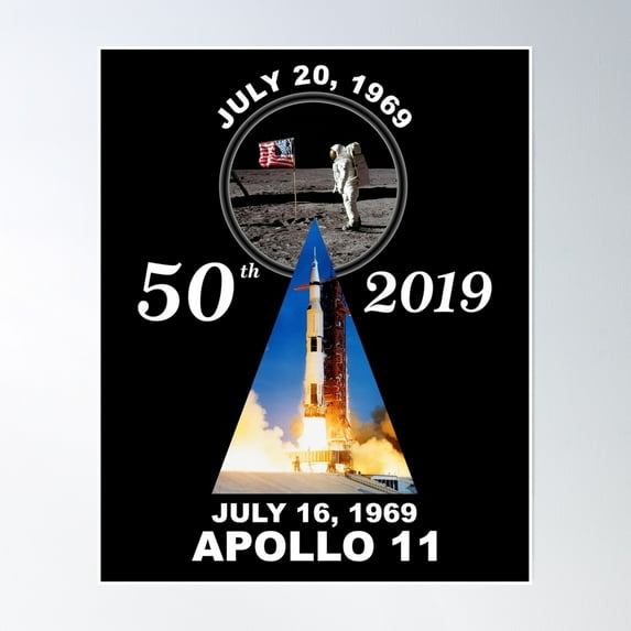 Apollo 11 50Th Anniversary Moon Landing Poster Wall Art, Modern Wall ...