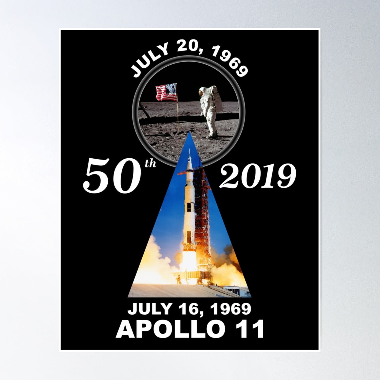 Apollo 11 50Th Anniversary Moon Landing Poster Wall Art, Modern Wall ...