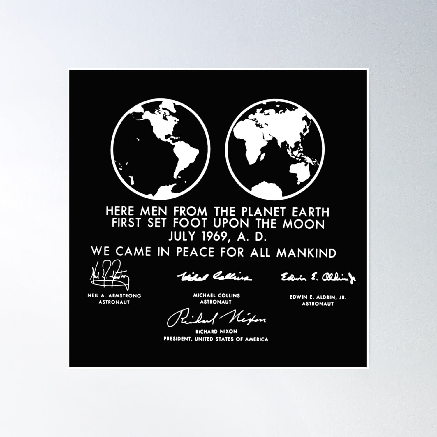 Apollo 11 Eagle Lander Plaque Nasa Moon Landing Poster Wall Art, Modern ...