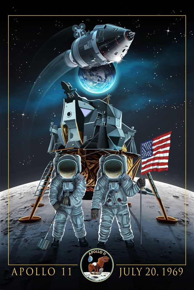 Apollo 11, Lander and Astronauts (12x18 Wall Art Poster, Room Decor) - Walmart.com