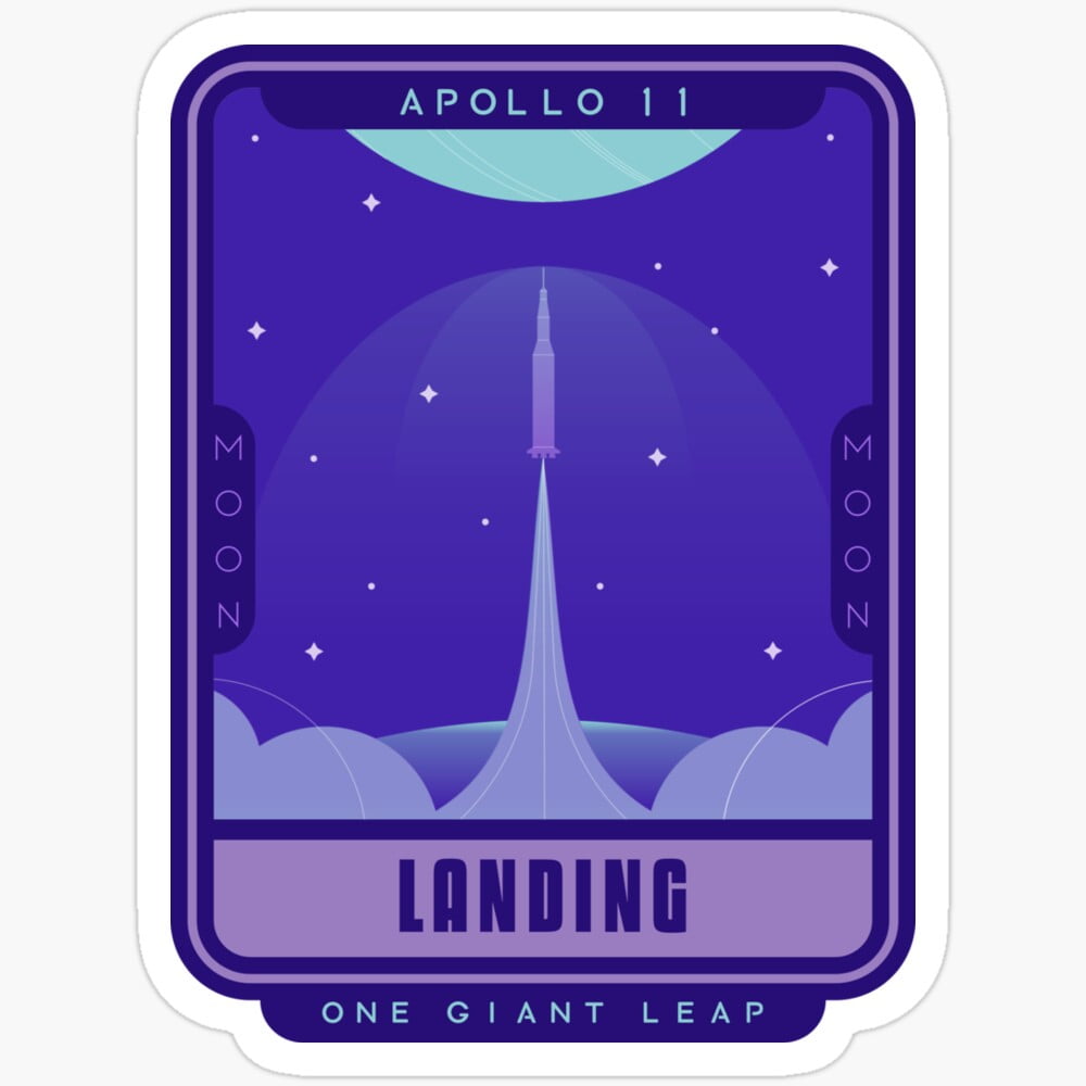 Apollo 11 Landing - One Giant Leap Sticker Phone Decal Water Bottle ...