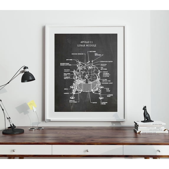 Apollo 11 Lunar Module Diagram Space Vehicle Drawing 1969 Wall Art ...