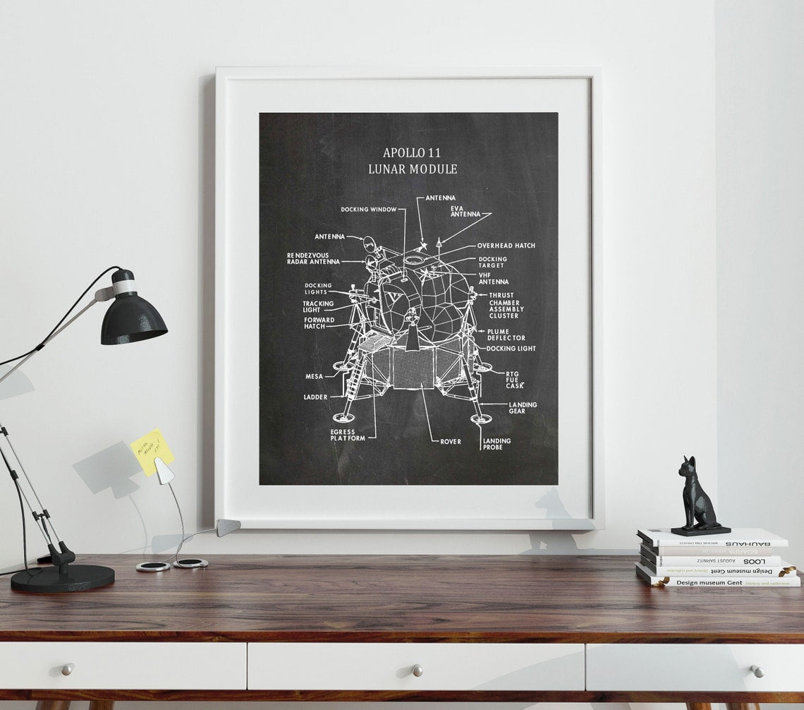 Apollo 11 Lunar Module Diagram Space Vehicle Drawing, Unframed Paper ...