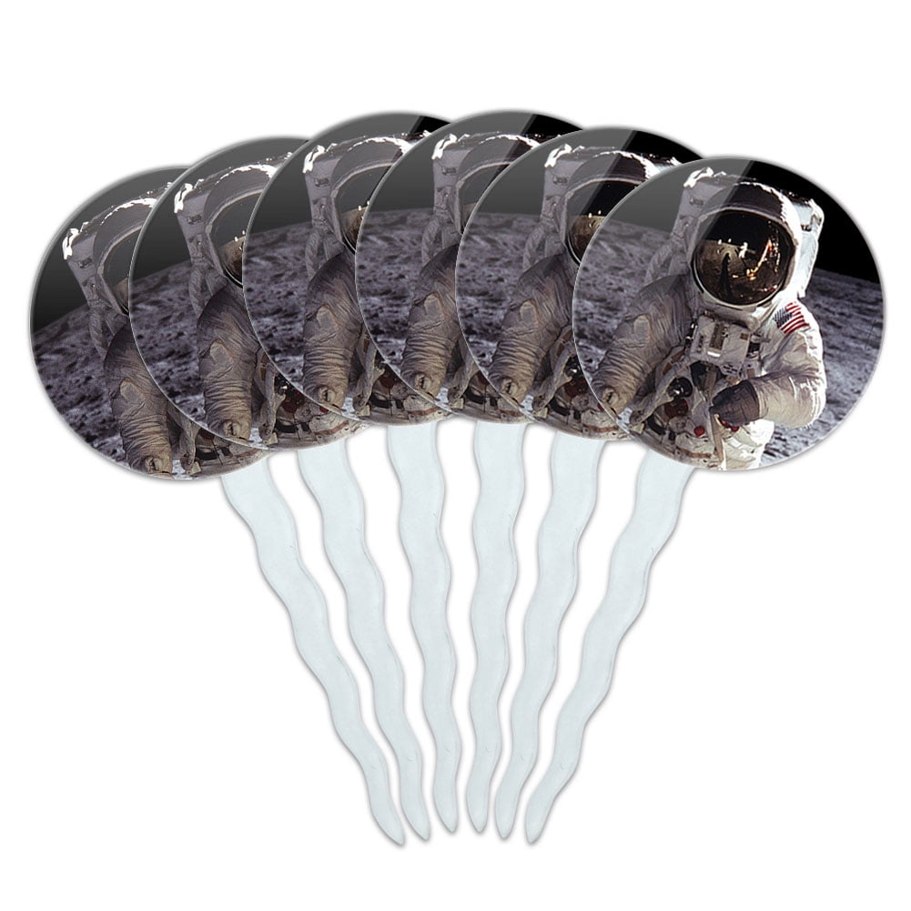 Apollo 11 Moon Landing Astronaut Space Cupcake Picks Toppers - Set of 6 ...