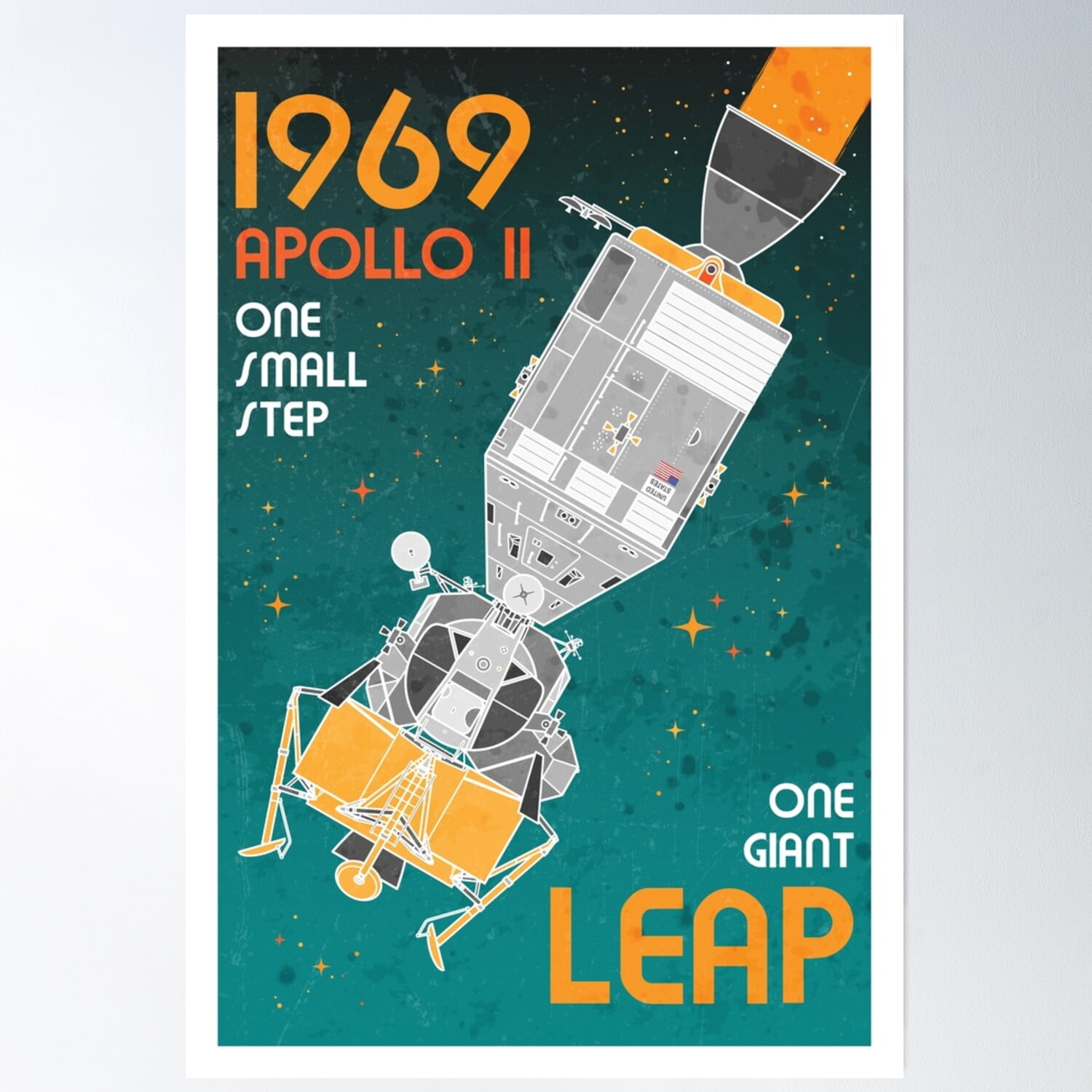 Apollo 11. One Giant Leap (Retro) Poster Wall Art, Modern Wall Decor ...