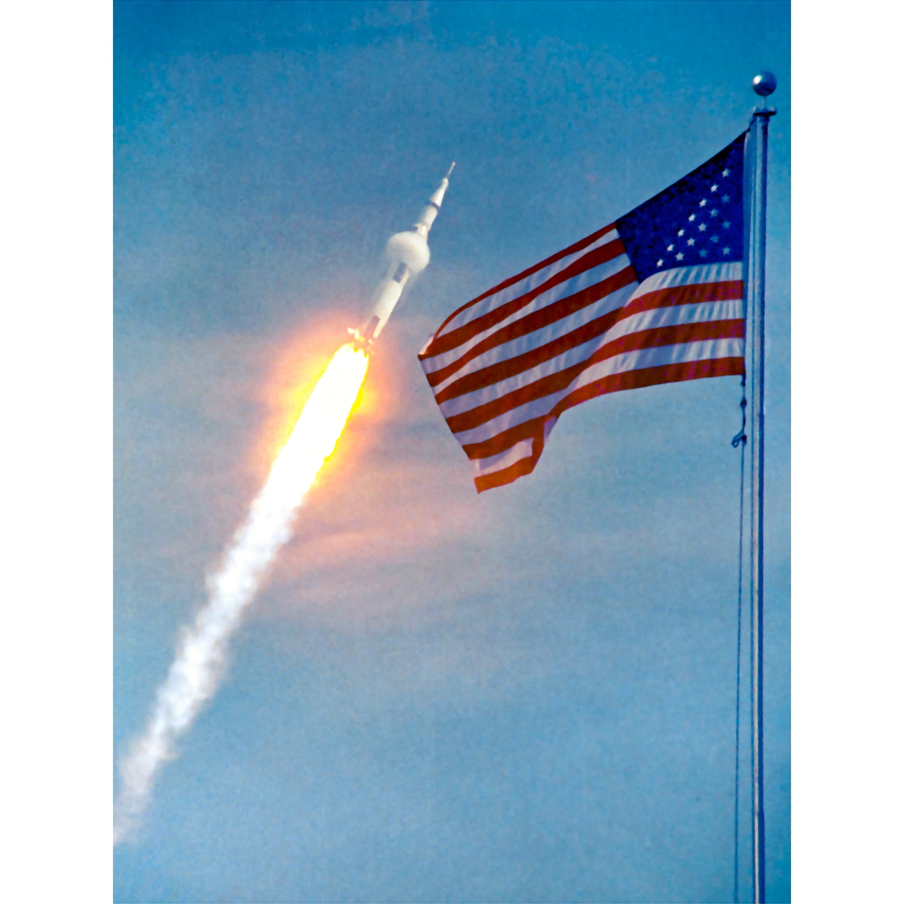 Apollo 11 Spaceship NASA American Flag Extra Large XL Wall Art Poster ...