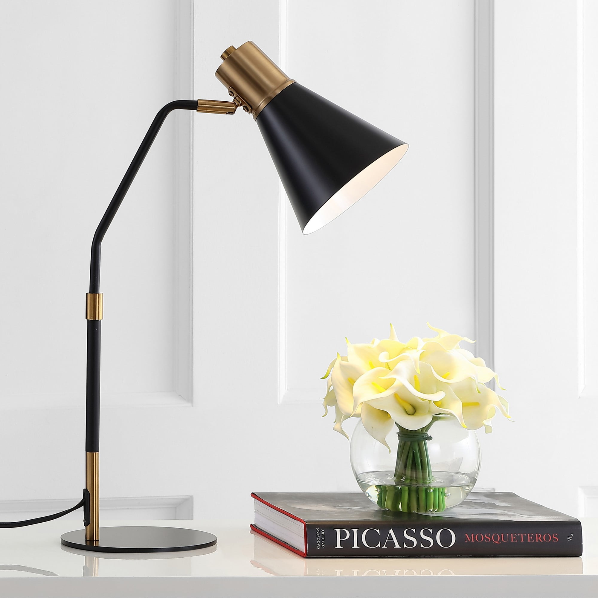 Apollo 22.5" Metal LED Task Lamp, Black/Brass Gold - Walmart.com