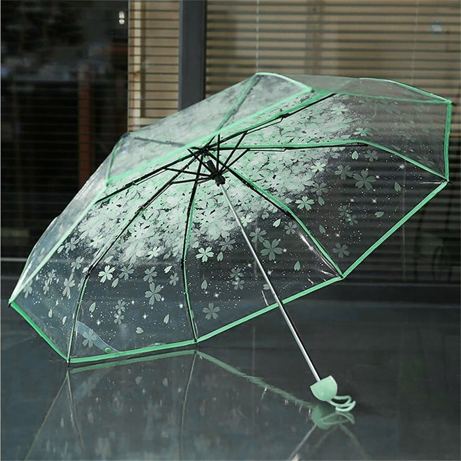 Apollo 3-Fold Clear Transparent Umbrella - Pink, Blue, Green - 93cm Diameter, 25cm Folded - UV ...